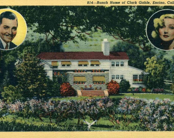 Linen Postcard, Encino, California, Ranch Home of Clark Gable and ...
