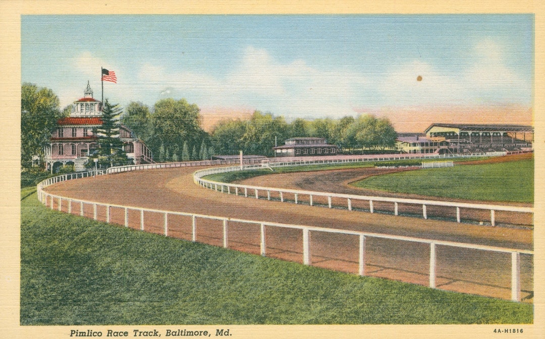 Linen Postcard, Baltimore, Maryland, Pimlico Race Track, Site of the ...