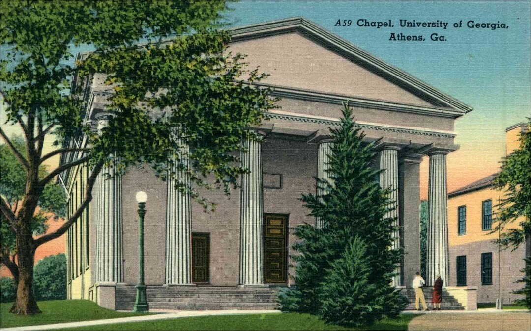 Linen Postcard, Athens, Georgia, University of Georgia, Chapel, Ca 1940 ...