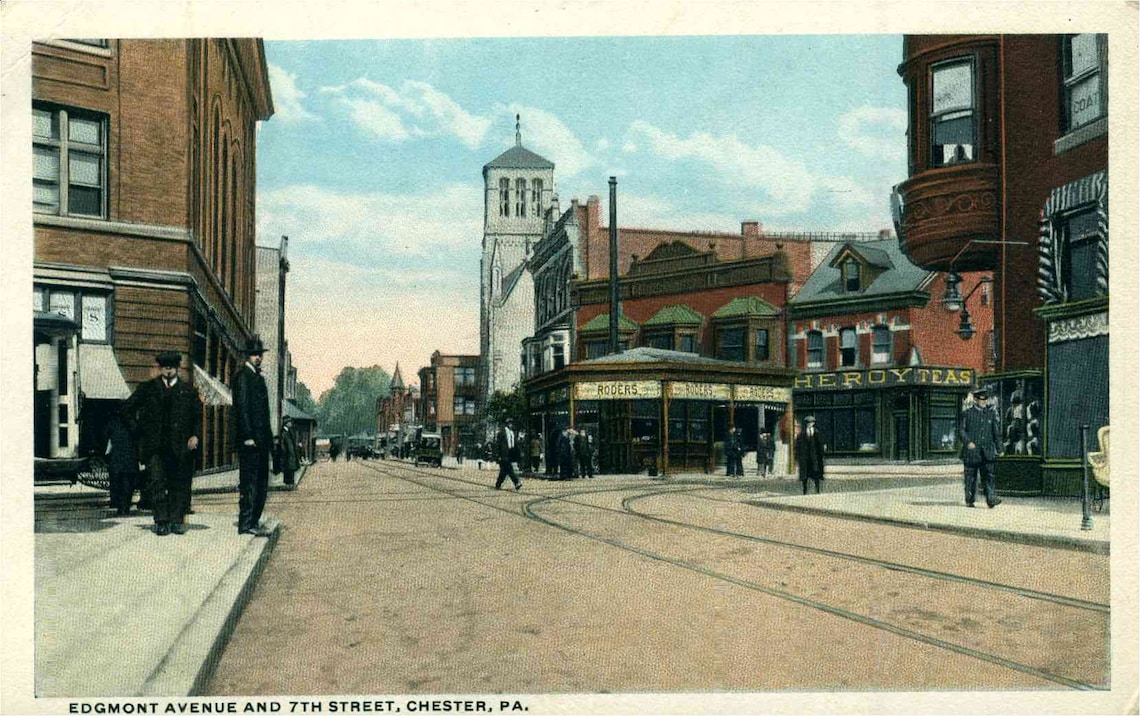 Vintage Postcard Chester Pennsylvania Edgmont Ave and 7th - Etsy
