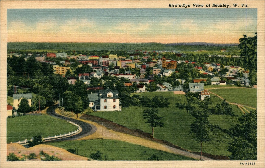 Linen Postcard, Beckley, West Virginia, Birds Eye View of Town, Ca 1940 ...