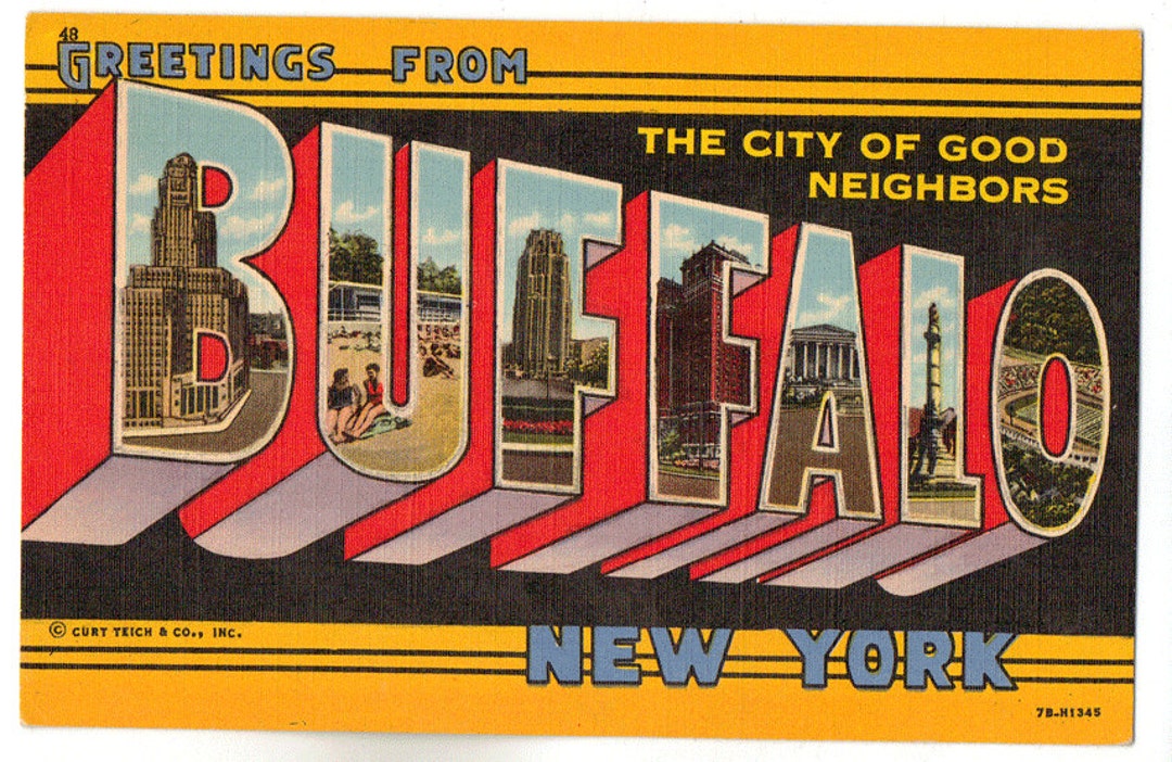 Linen Postcard, Greetings From Buffalo, New York, City of Good ...