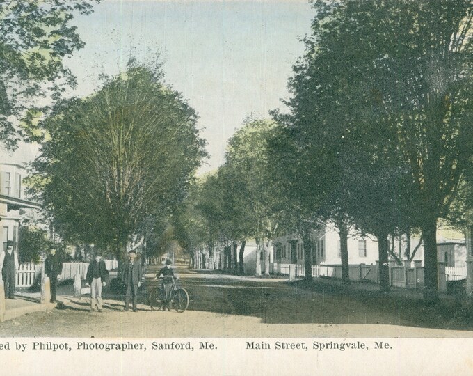 Vintage Postcard, Springvale, Maine, Main Street, Bicycle, NICE, Ca ...