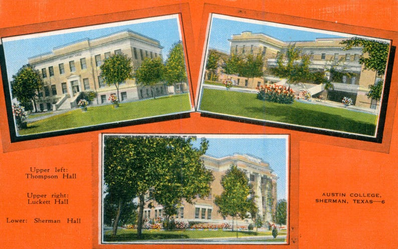 Linen Postcard, Sherman, Texas, Views of Austin College, Ca 1940 - Etsy