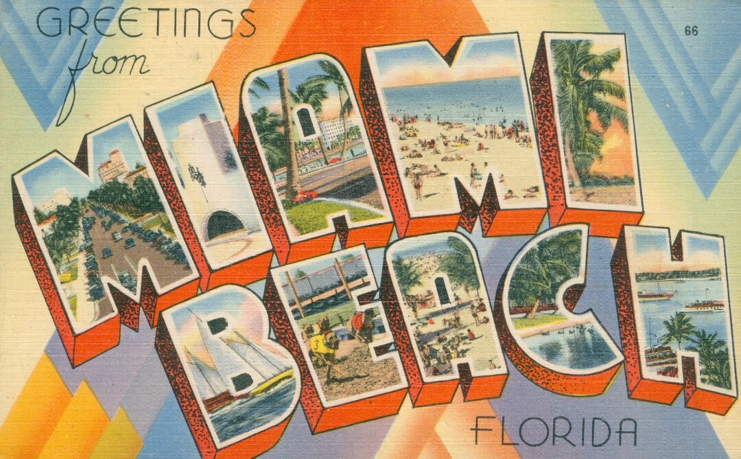 Digital File Postcard, Greetings From Miami Beach, Florida, Beaches ...