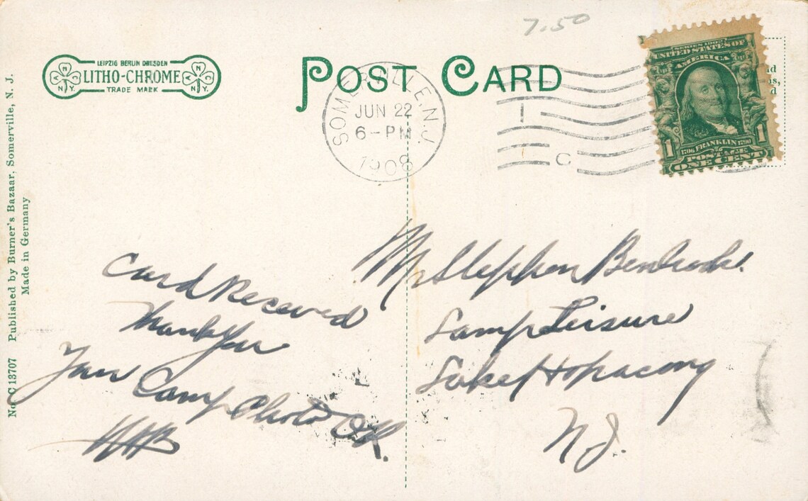 Vintage Postcard, Somerville, New Jersey, Dukes Park Boat House and ...