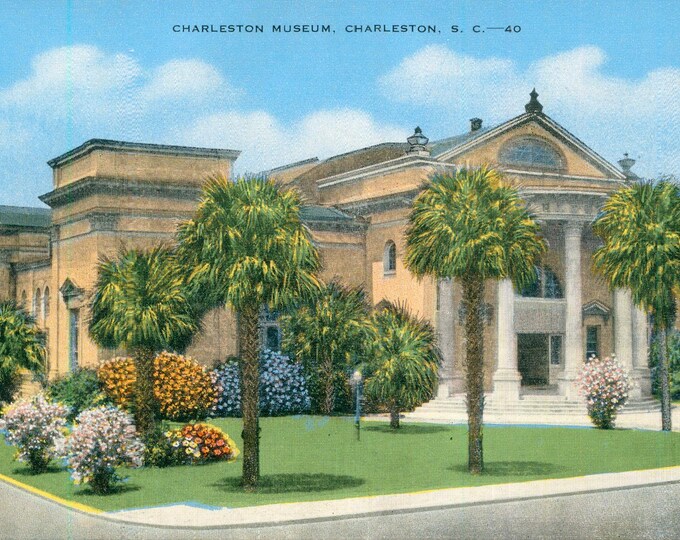 Linen Postcard, Charleston, South Carolina, Charleston Mansion, Ca 1940 ...