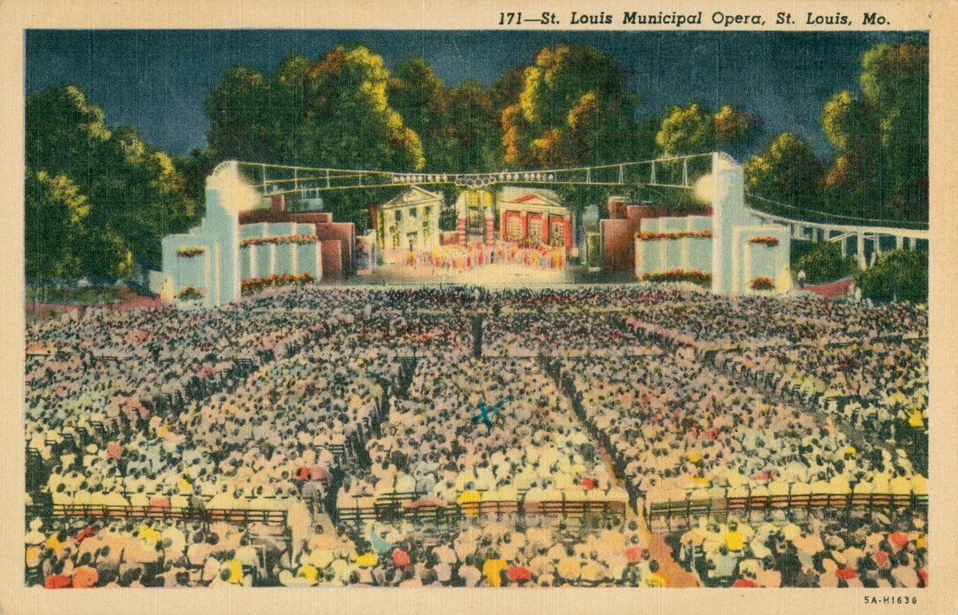 Linen Postcard, St Louis, Missouri, St Louis Municipal Opera in Forest ...