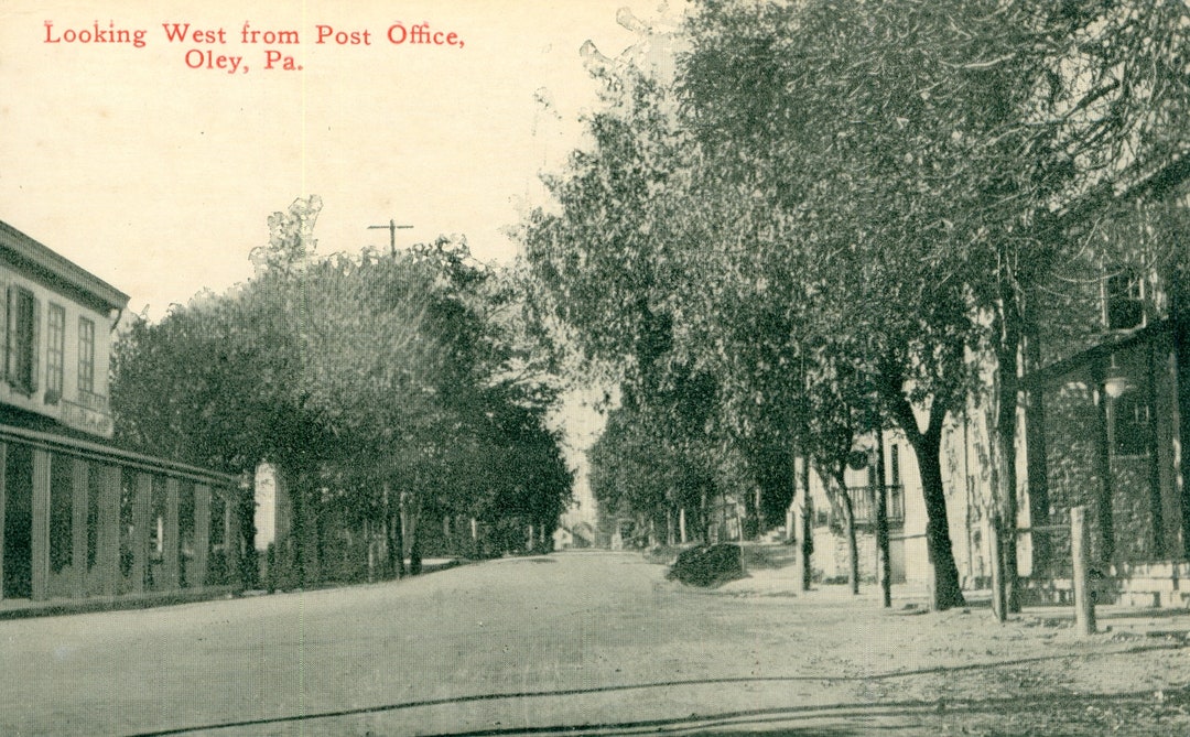 Vintage Postcard, Oley, Pennsylvania, Looking West From Post Office, Ca ...