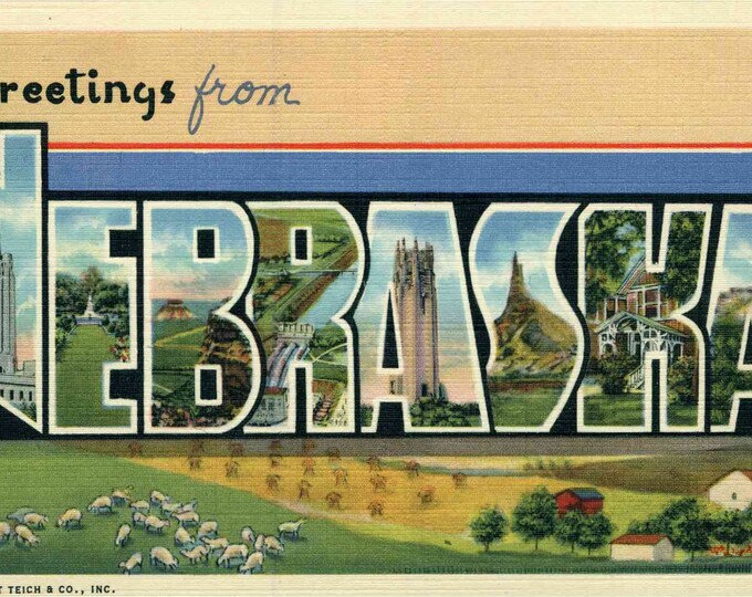 Linen Postcard, Greetings From Nebraska, Lincoln, Omaha, Kearney, Large ...