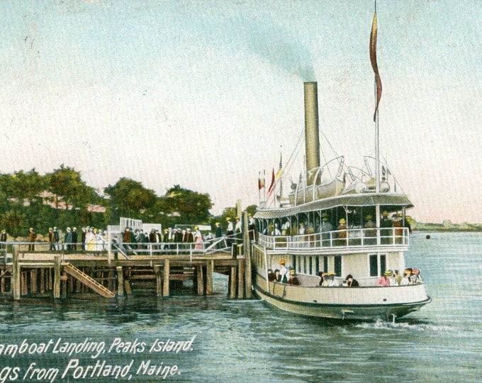 Vintage Postcard, Portland, Maine, Peaks Island, Steamboat Landing ...
