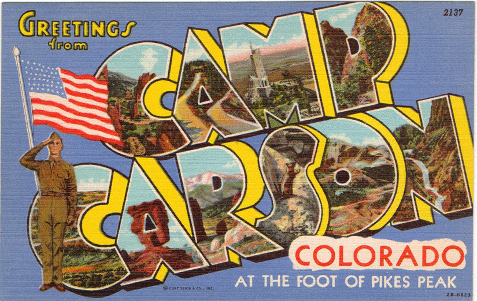 Linen Postcard, Greetings From Camp Carson, Colorado, Large Letter - Etsy