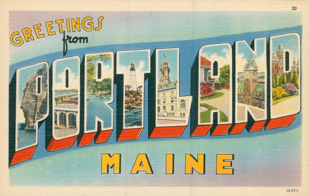 Linen Postcard, Greetings From Portland, Maine, Lighthouse, Ocean ...