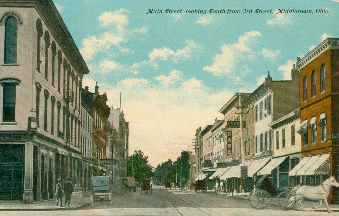 Vintage Postcard, Middletown, Ohio, Main Street South From 3rd Street ...