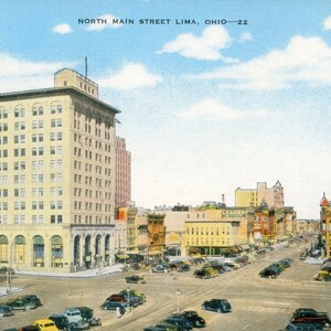 Linen Postcard, Lima, Ohio, Scene on North Main Street, Ca 1940 - Etsy
