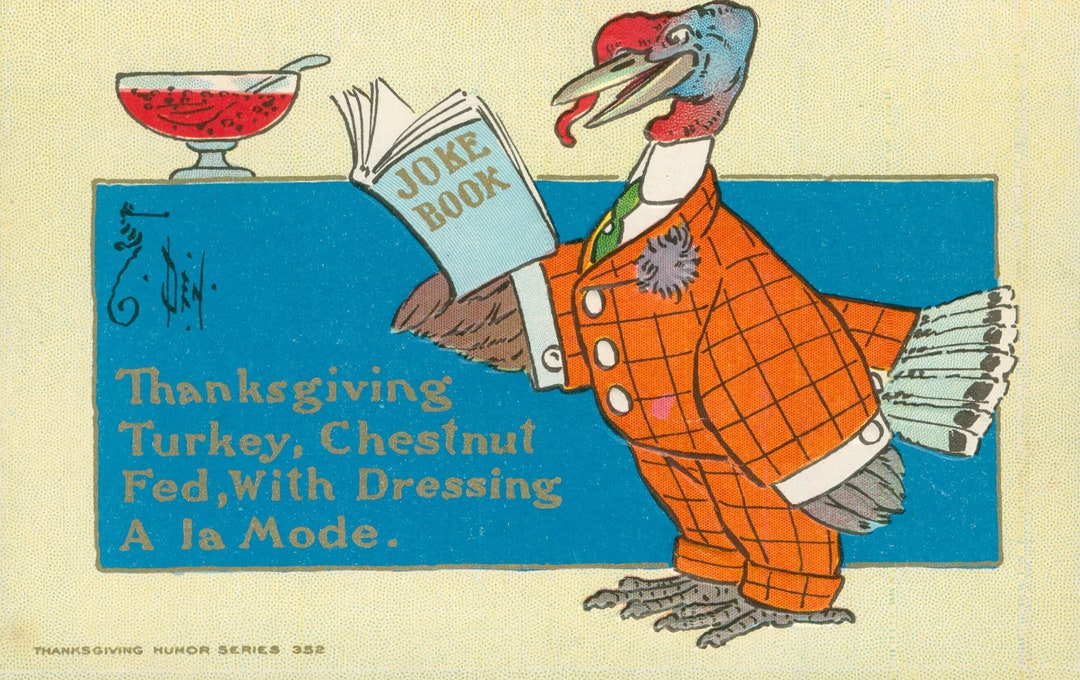 Vintage Thanksgiving Postcard, Turkey Dressed as Man, Humor Series ...