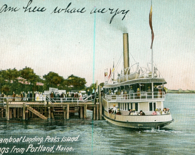 Vintage Postcard, Portland, Maine, Peaks Island, Steamboat Landing ...