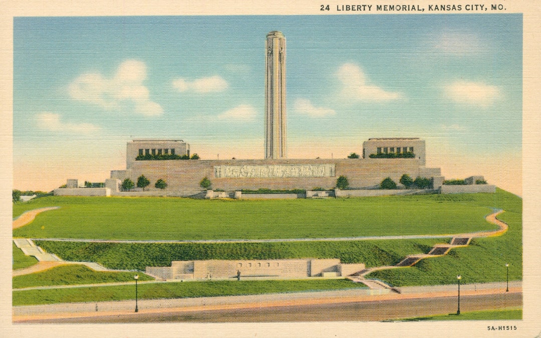 Linen Postcard, Kansas City, Missouri, View of Liberty Memorial - Etsy