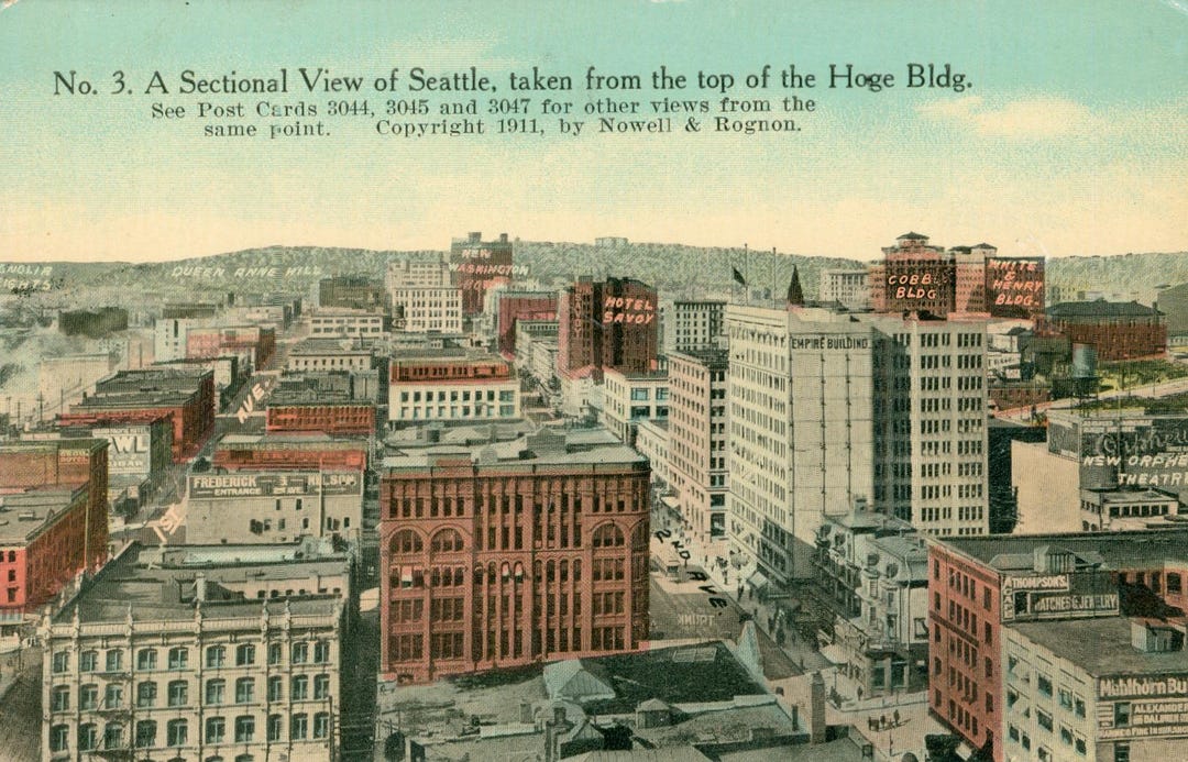 Vintage Postcard, Seattle, Washington, View From Top of Hoge Building ...