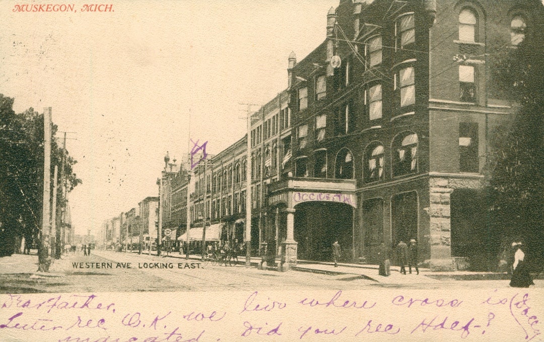 Vintage Postcard, Muskegon, Michigan, Western Avenue Looking East, Ca ...