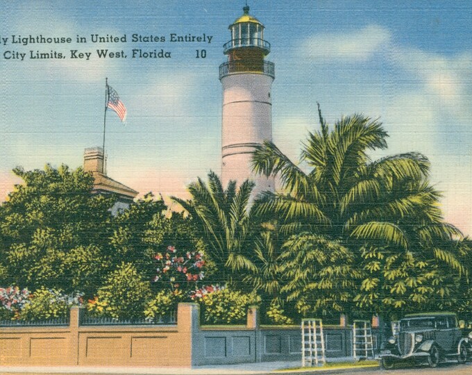 Linen Postcard, Key West, Florida, Key West Lighthouse, Ca 1940s - Etsy