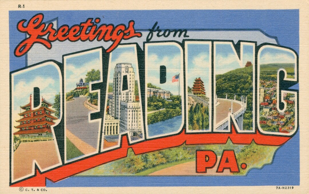 Linen Postcard, Greetings From Reading, Pennsylvania, Large Letter, Ca ...