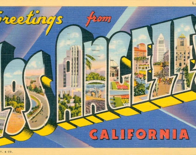 Linen Postcard, Greetings From Los Angeles, California, Large Letter ...