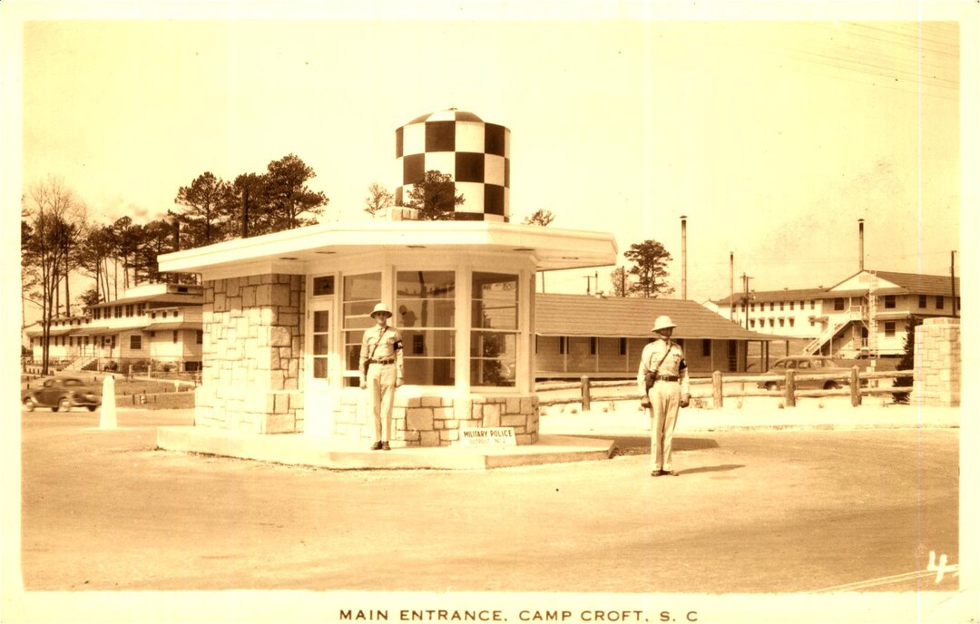 Real Photo Postcard, Camp Croft, South Carolina, Main Entrance ...