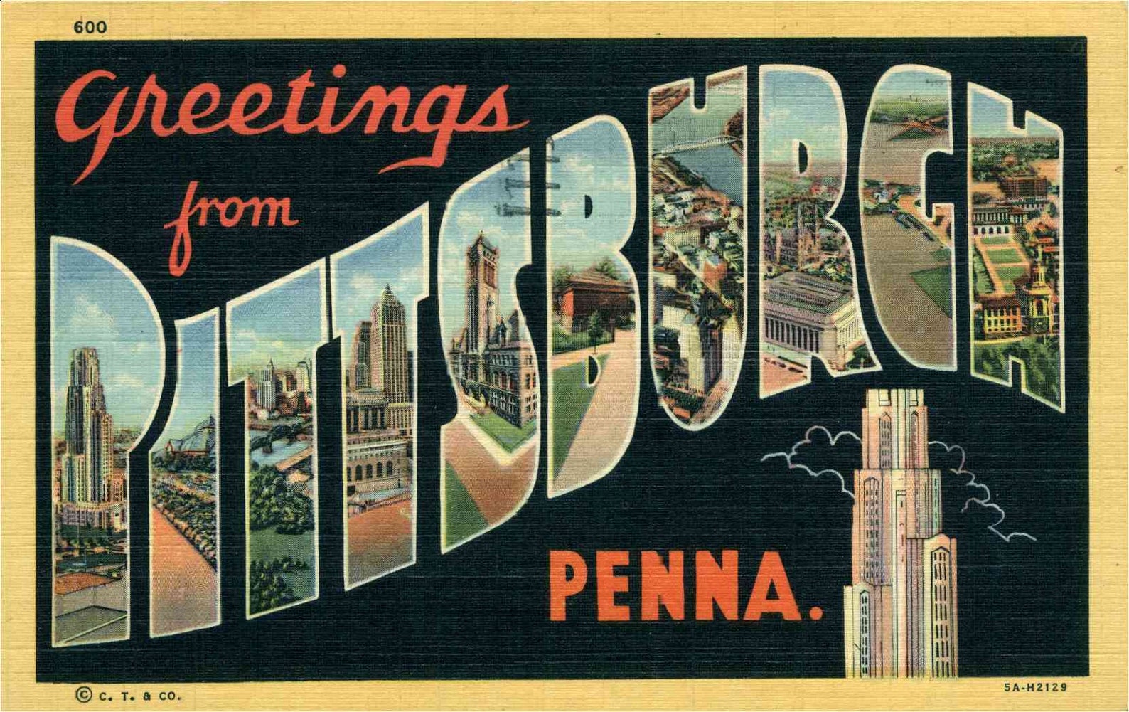 Digital Postcard, Greetings From Pittsburgh, Pennsylvania, Large Letter ...