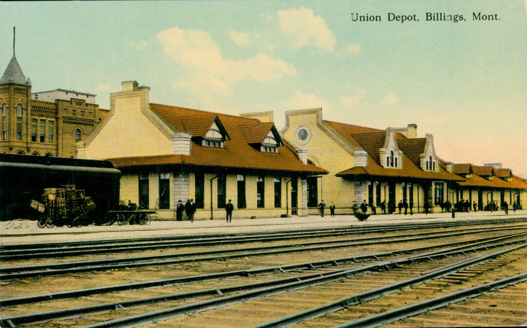 Vintage Postcard, Billings, Montana, Union Railroad Depot, Ca 1910 - Etsy