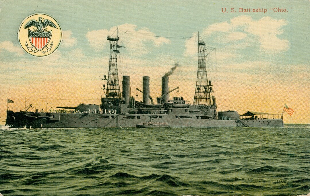 Vintage Postcard, U.S.S. Ohio, Military Battleship, U S Navy, Ca 1915 ...