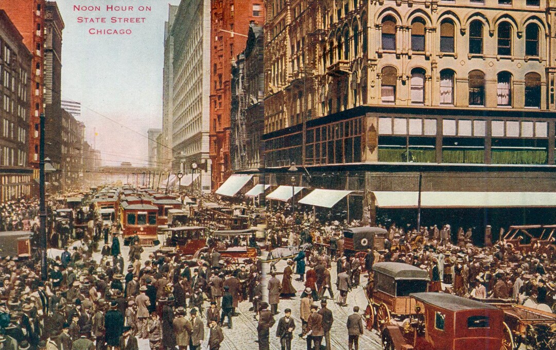 Vintage Postcard, Chicago, Illinois, State Street, Trolleys, Cars, Ca ...