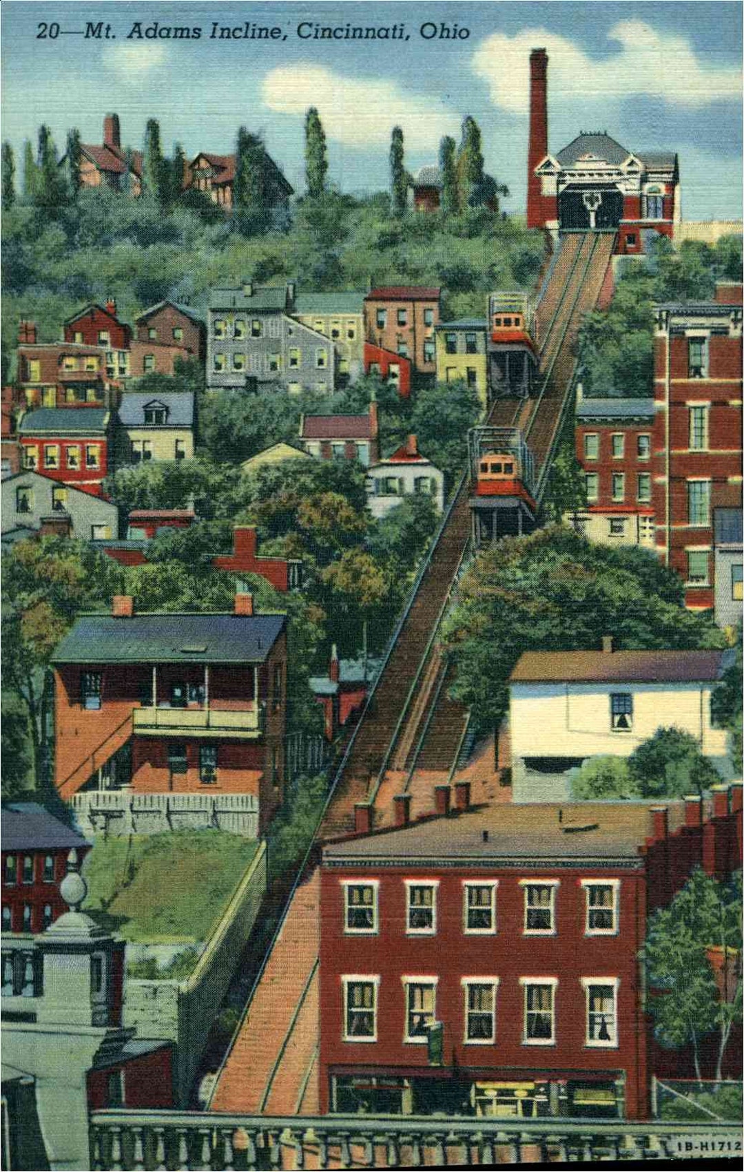 Linen Postcard, Cincinnati, Ohio, Mount Adams Incline, 1942 - Etsy