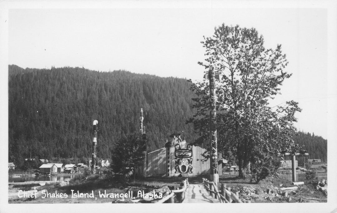 Real Photo Postcard, Wrangell, Alaska, Chief Shakes Island, Mountains ...