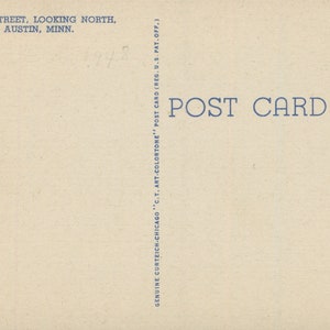 Linen Postcard, Austin, Minnesota, Main Street Looking North, Ca 1940 ...