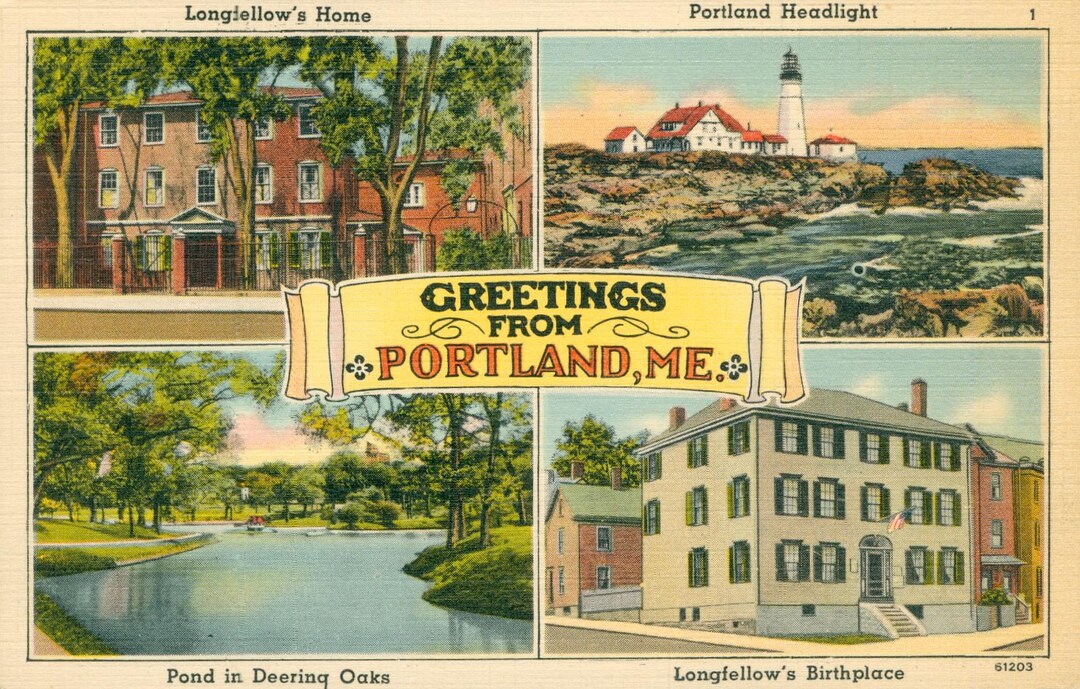 Linen Postcard, Greetings From Portland, Maine, Portland Head Light ...