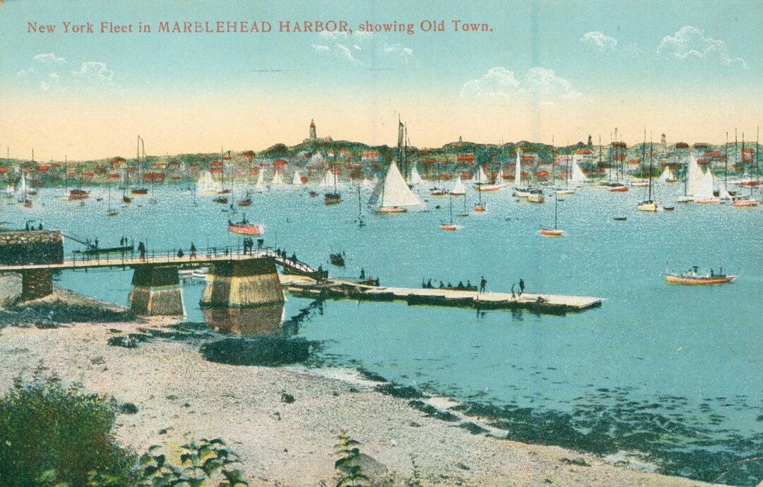 Vintage Postcard, Marblehead, Massachusetts, New York Fleet in Harbor ...