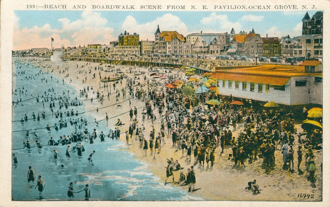 Vintage Postcard Ocean Grove New Jersey Beach and Boardwalk - Etsy