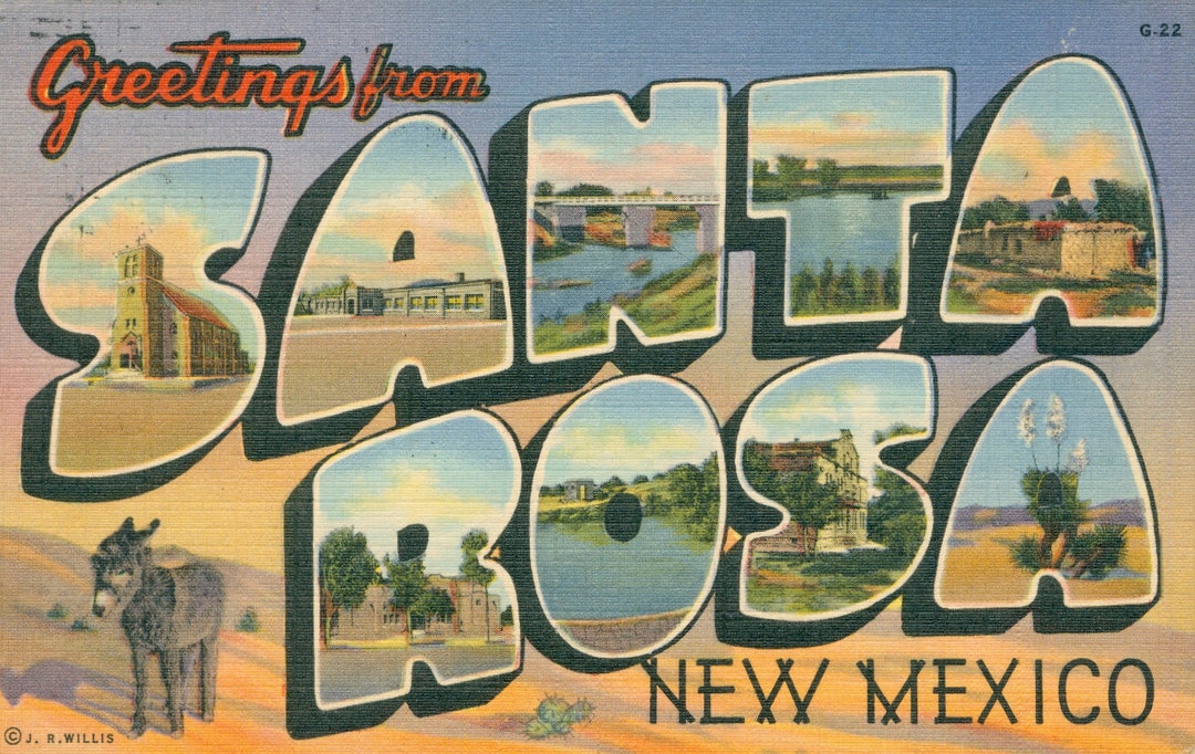 Linen Postcard, Greetings From Santa Rosa, New Mexico, Burrow, Large ...