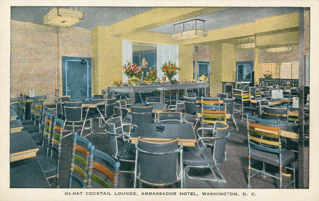 Linen Postcard, Washington, DC, Ambassador Hotel, Hi-hat Cocktail ...
