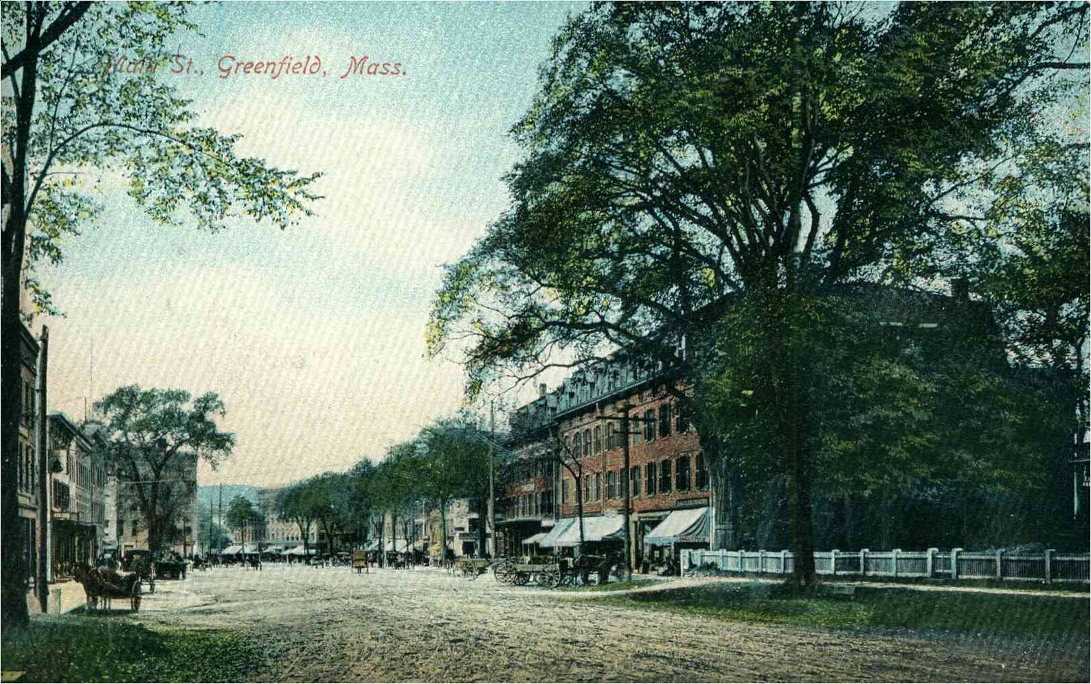 Vintage Postcard Greenfield Massachusetts Main Street | Etsy