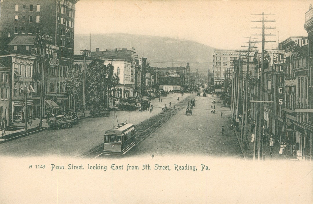 Vintage Postcard, Reading, Pennsylvania, Penn Street East From 5th ...