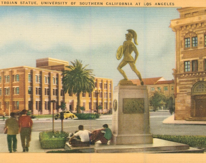 Linen Postcard, Los Angeles, California, University of Southern ...