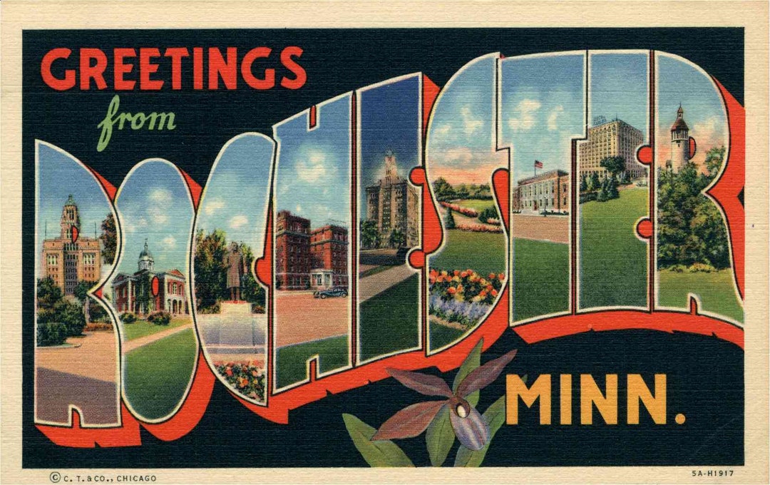 Linen Postcard, Greetings From Rochester, Minnesota, Mayo Clinic, Large ...