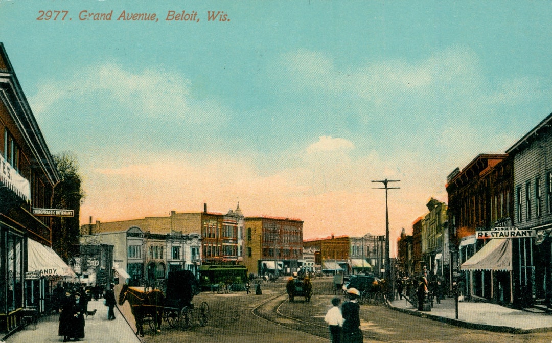 Vintage Postcard, Beloit, Wisconsin, Grand Avenue, NICE, 1913 - Etsy