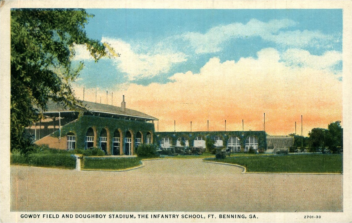 Linen Postcard Ft Benning Georgia Gowdy Field and Doughboy | Etsy