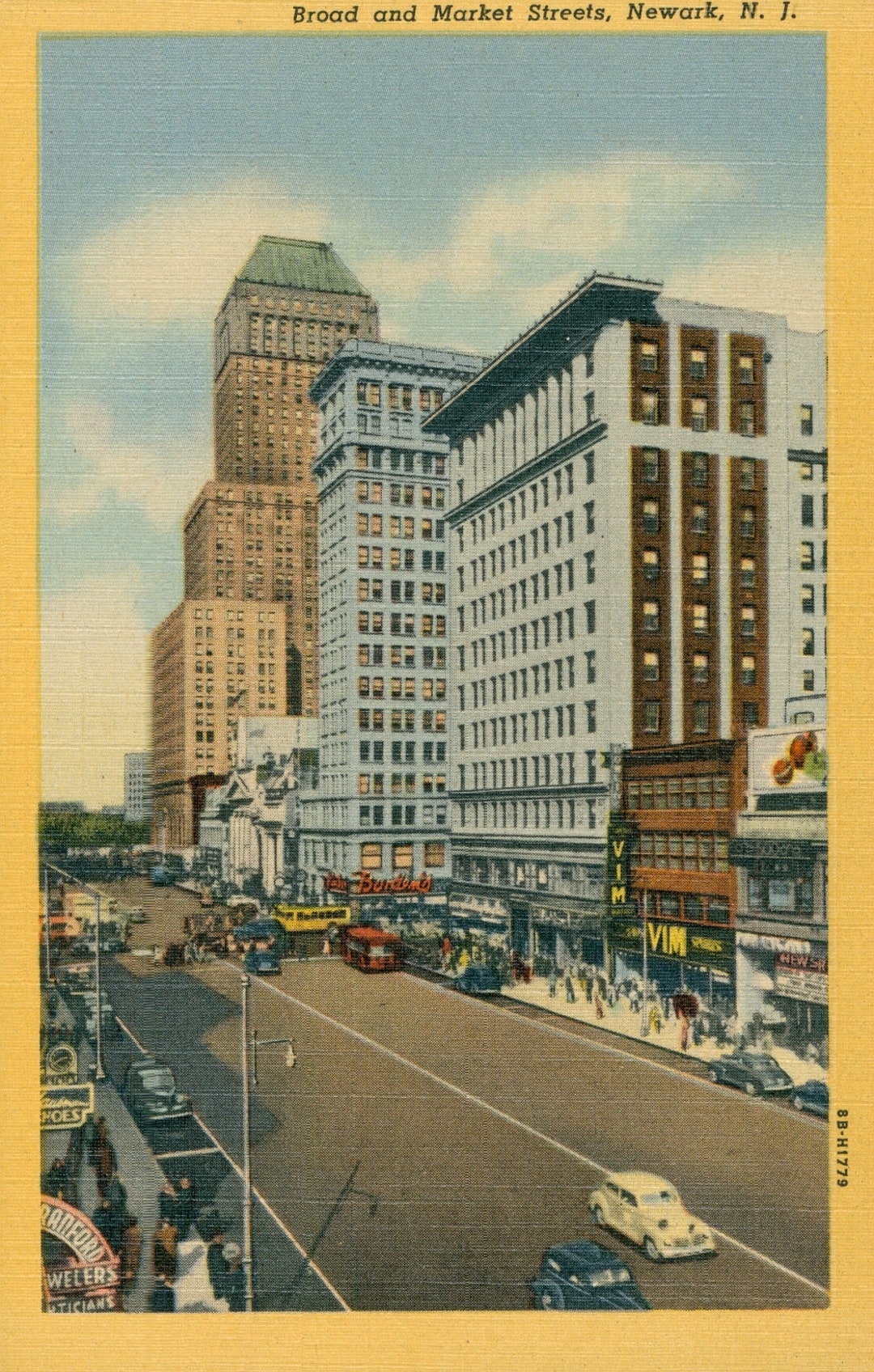 Linen Postcard, Newark, New Jersey, Market and Broad Streets, NICE, Ca ...