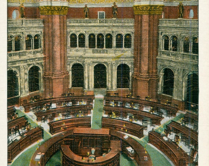 Vintage Postcard, Washington, DC, Library of Congress Reading Room - Etsy