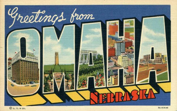 Paper Greetings from Omaha Linen Postcard Large Letter 1941 Nebraska ...