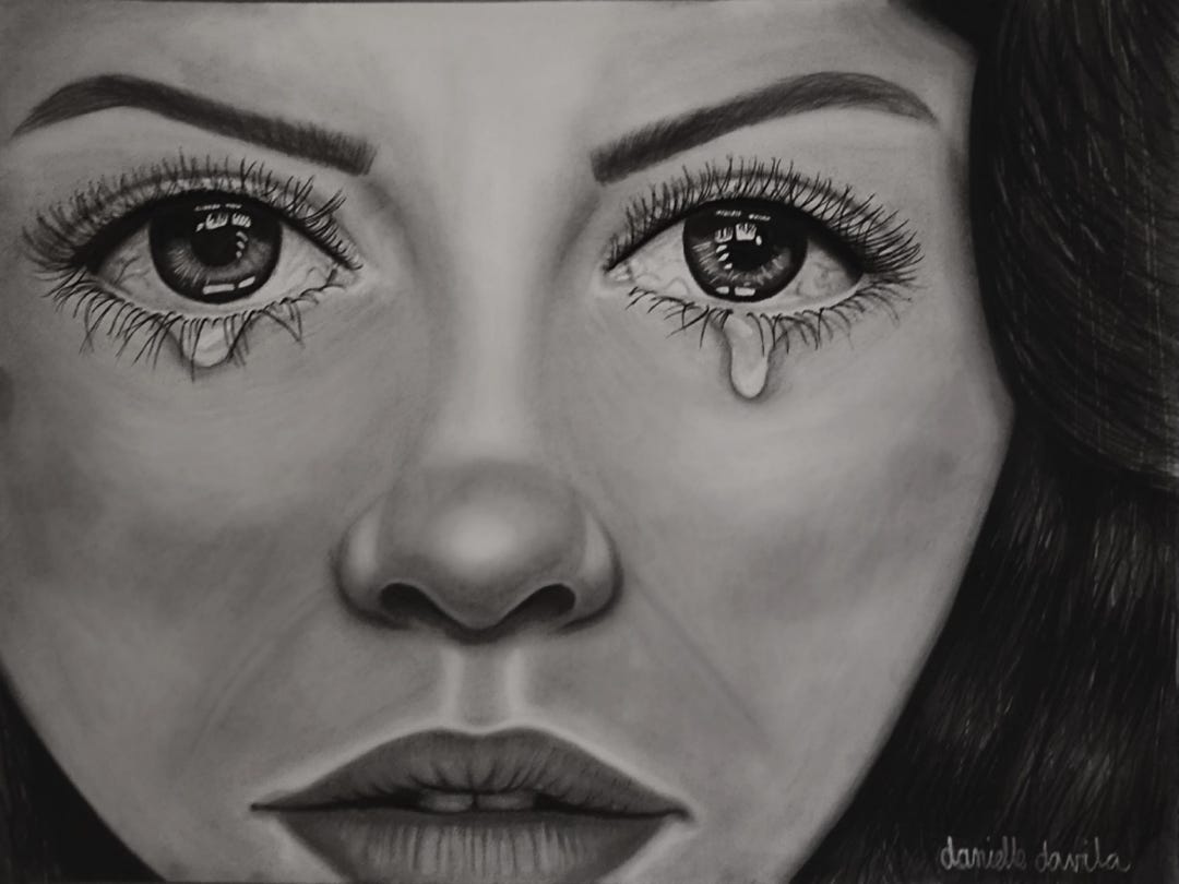 Charcoal Art Print | Crying Face Gothic Dark Art - Etsy UK